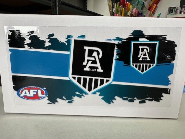 768. AFL Port Adelaide 16oz un sticker wrap | Designit Blanks WA