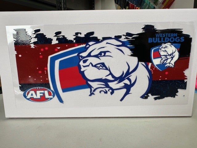 769. AFL Western Bulldogs 16oz un sticker wrap | Designit Blanks WA