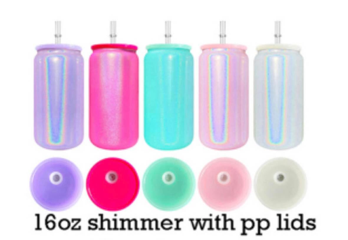 16oz Shimmer Libby Glasses with Plastic Lids | Designit Blanks WA
